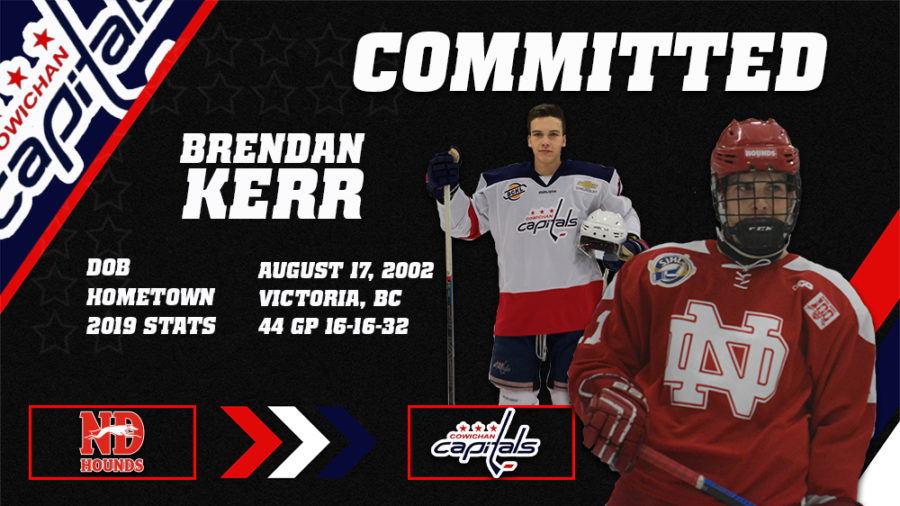 Capitals commit to 2002 born forward Brendan Kerr | Cowichan Capitals